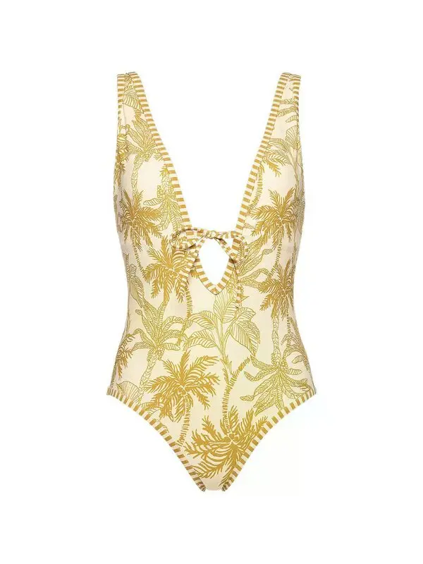 ERES Destination Palm-print Cut-out Swimsuit - Yellow