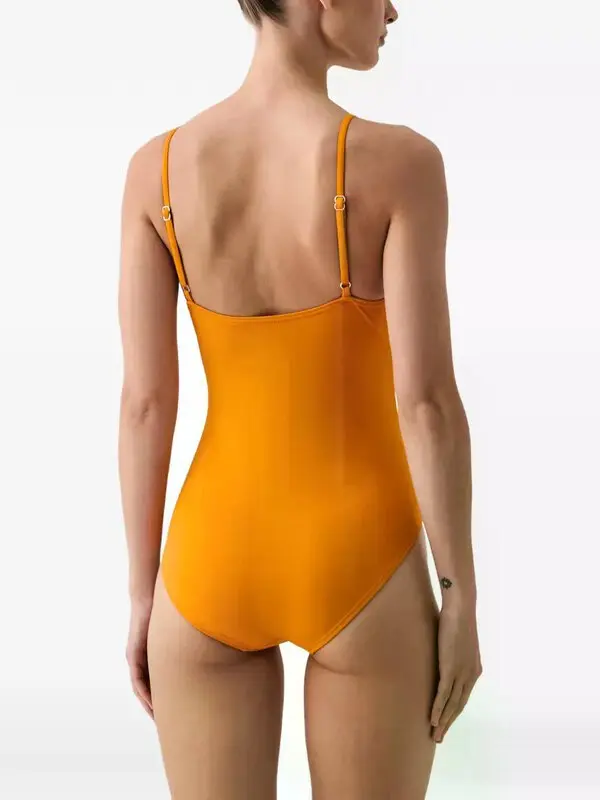 Michael Kors Ruched Chain-link Swimsuit - Orange