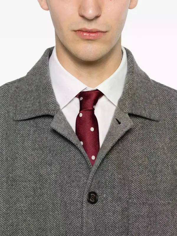 Eleventy Herringbone-pattern Button-up Overshirt