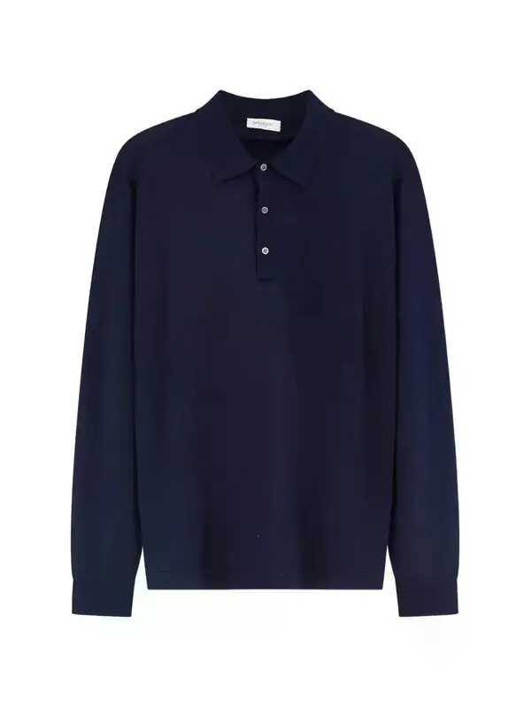 BRAMANI CASHMERE Long-sleeve Polo Shirt - Blue