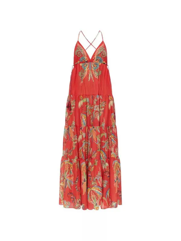 Etro Paisley Print V-neck Sleeveless Maxi Dress
