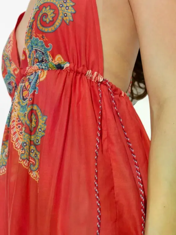 Etro Paisley Print V-neck Sleeveless Maxi Dress