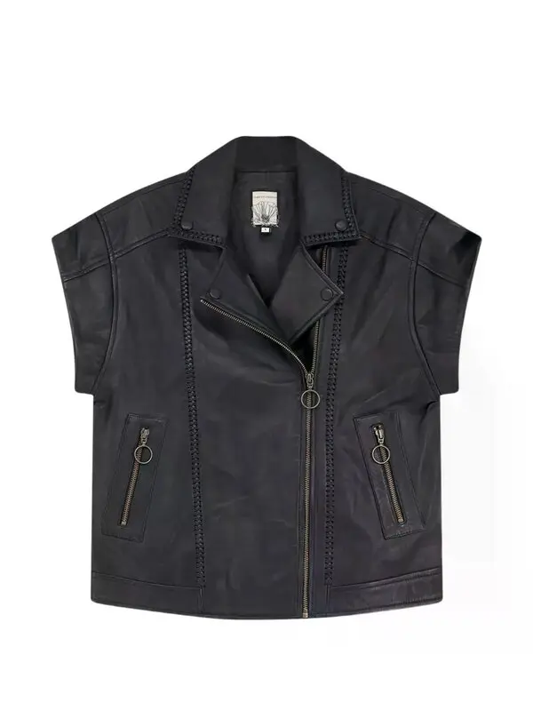SCARLETT POPPIES Braided-leather Sleeveless Jacket