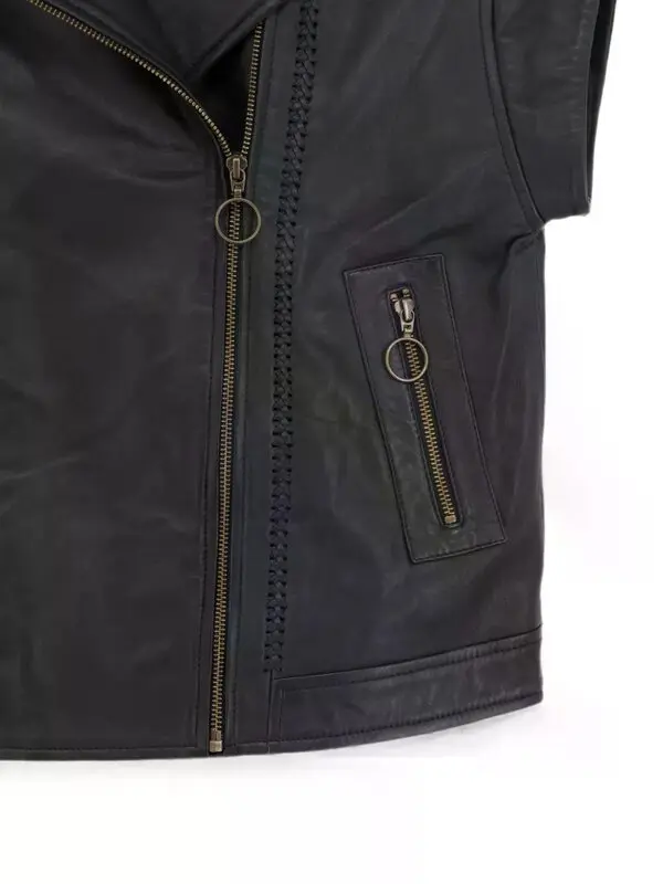 SCARLETT POPPIES Braided-leather Sleeveless Jacket