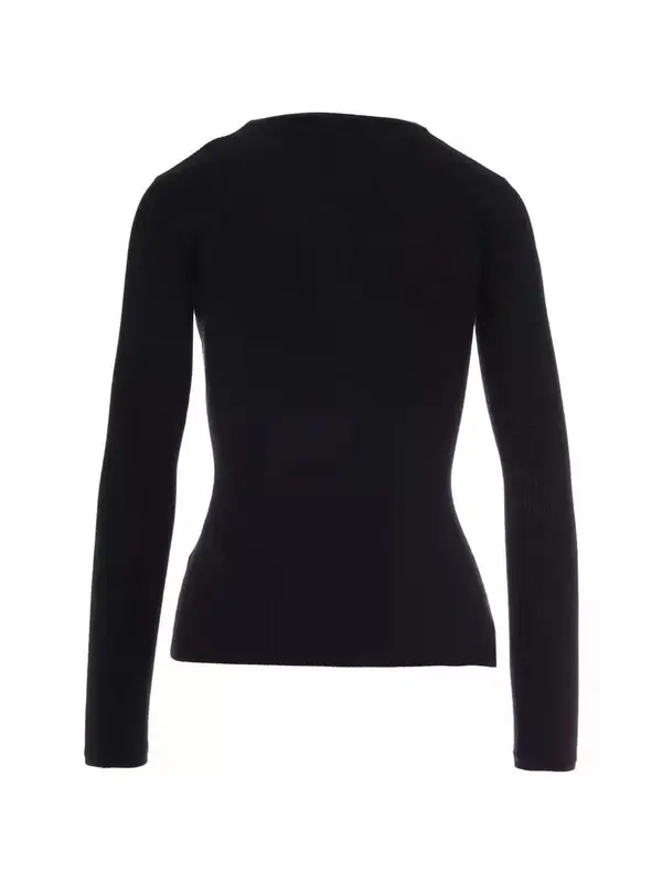 Elisabetta Franchi Ribbed Knit V-neck Cardigan With Logo Embroidery