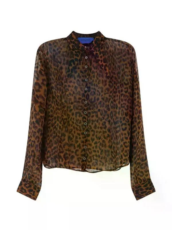 MES DEMOISELLES Leopard-print Pointed-collar Shirt - Brown