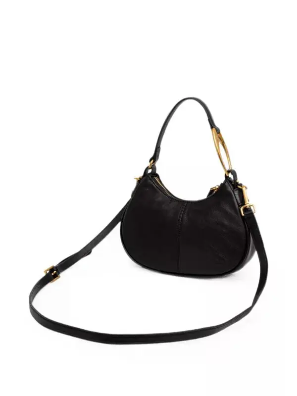 TWINSET Logo-debossed Leather Shoulder Bag - Black