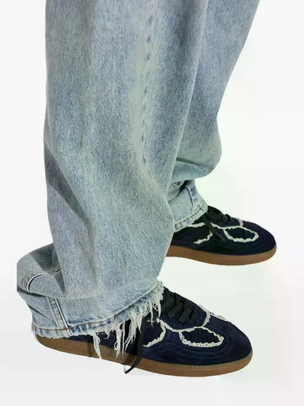ALOHAS Crochet Trim Leather Sneakers