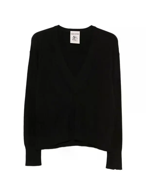 SEMICOUTURE Bertha V-neck Sweater - Black