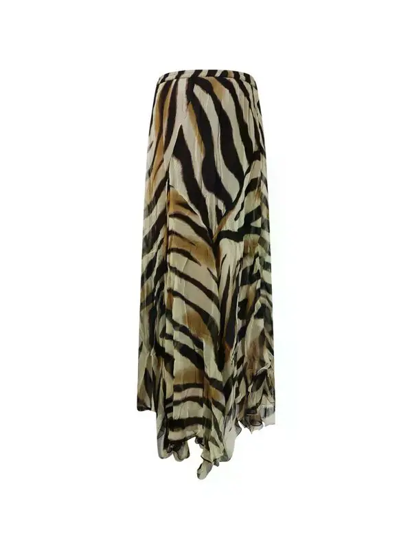 MES DEMOISELLES Zebra-print Elasticated Maxi Skirt - Neutrals
