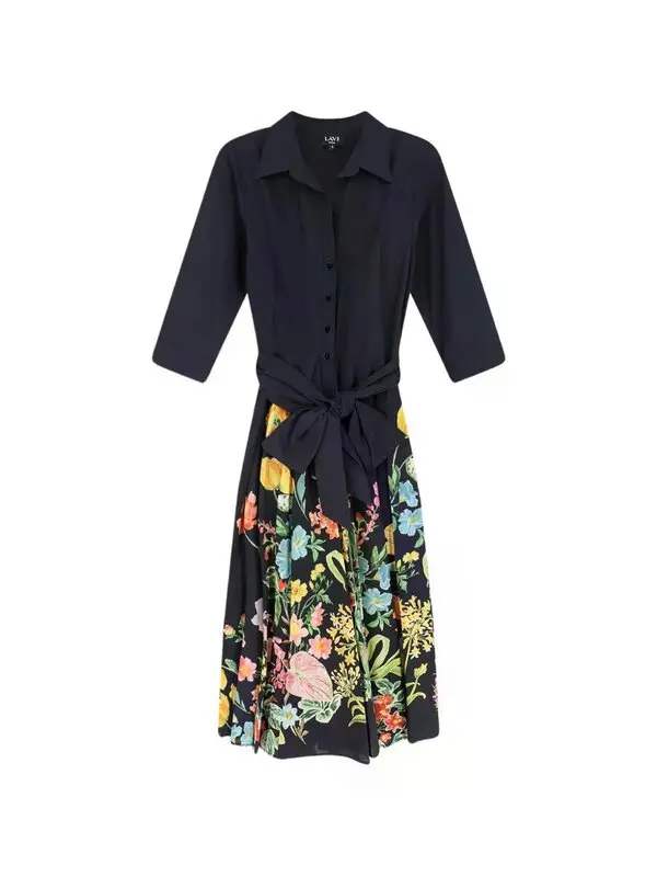 LAVI COUTURE Spritz Floral-print Tie-waist Dress - Black