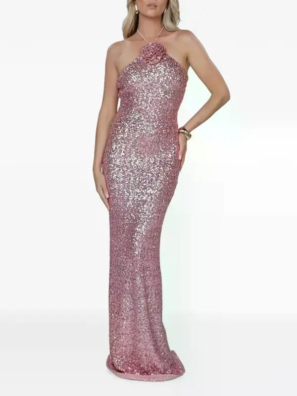 ROSERRY Jennifer Floral-appliqué Maxi Dress - Pink