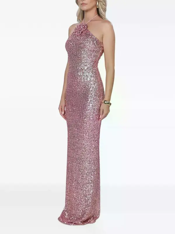 ROSERRY Floral-appliqué Maxi Dress - Pink