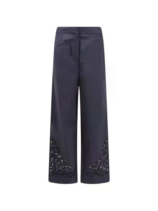 SCARLETT POPPIES Vemoza Embroidered Wide Leg Trousers - Blue