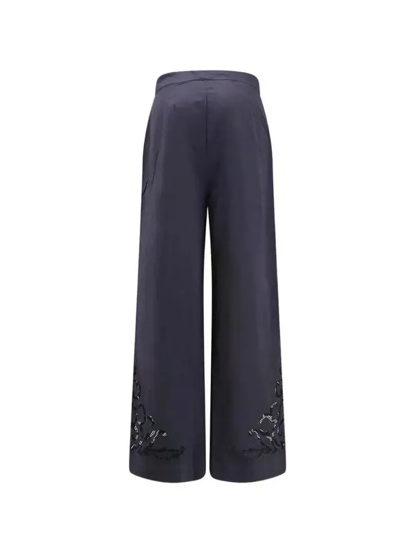 SCARLETT POPPIES Vemoza Embroidered Wide Leg Trousers - Blue