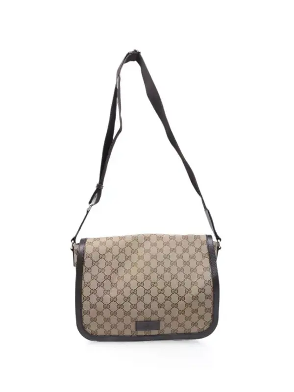 Gucci Gg Monogram Flap Messenger Bag - Grey