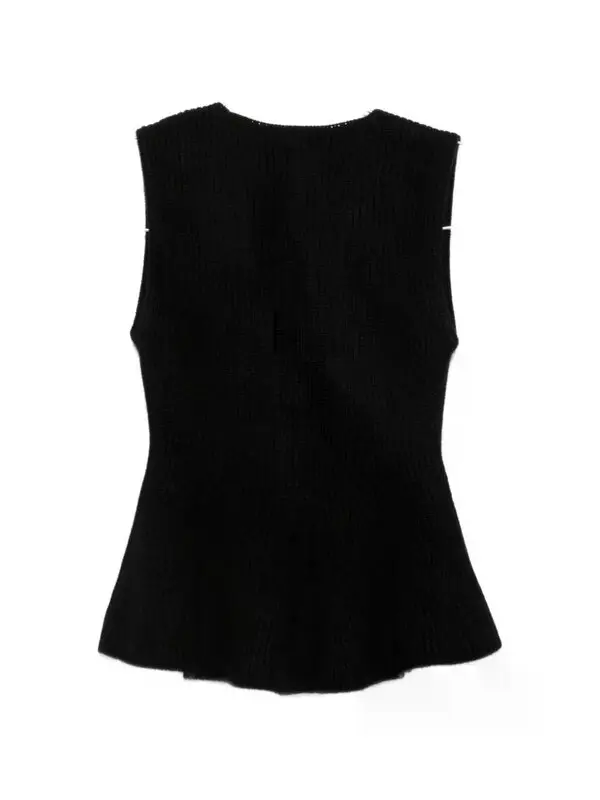 LISA YANG Ribbed-knit V-neck Top - Black