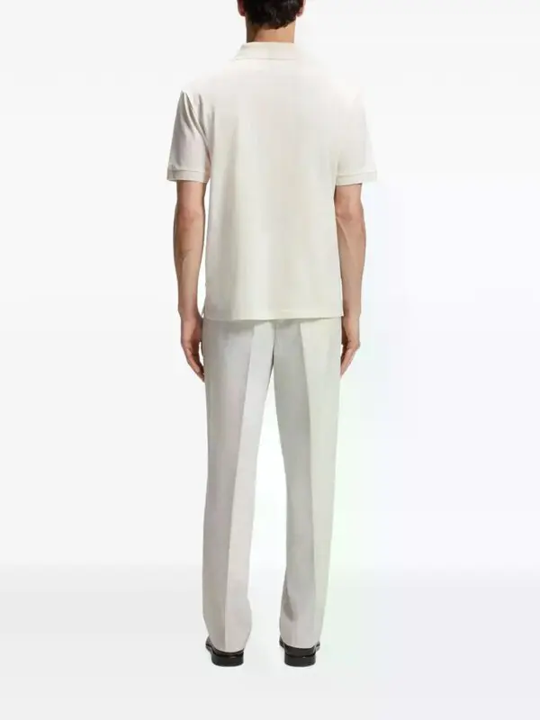 BOSS Cotton-jacquard Polo Shirt With Johnny Collar - Neutrals