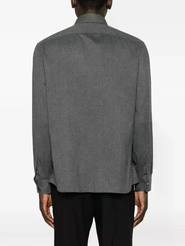 Brunello Cucinelli Herringbone-weave Long-sleeve Shirt