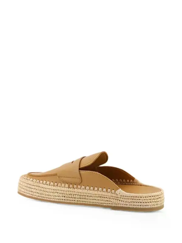 PALOMA BARCELO Belinda Calidis Leather Raffia Flat Mules