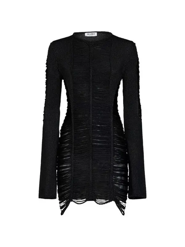 Attico Fringe-detail Mini Dress - Black