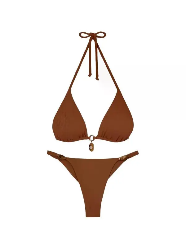 VIX PAULA HERMANNY Firenze Olivia Charm-embellished Bikini Top - Brown