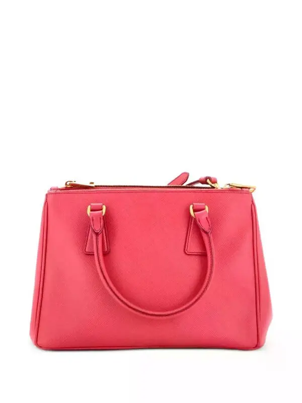 Prada Saffiano Leather Double Zip Tote Bag - Pink