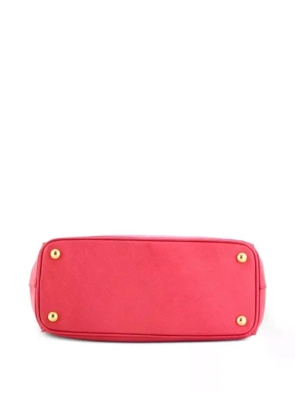 Prada Saffiano Leather Double Zip Tote Bag - Pink