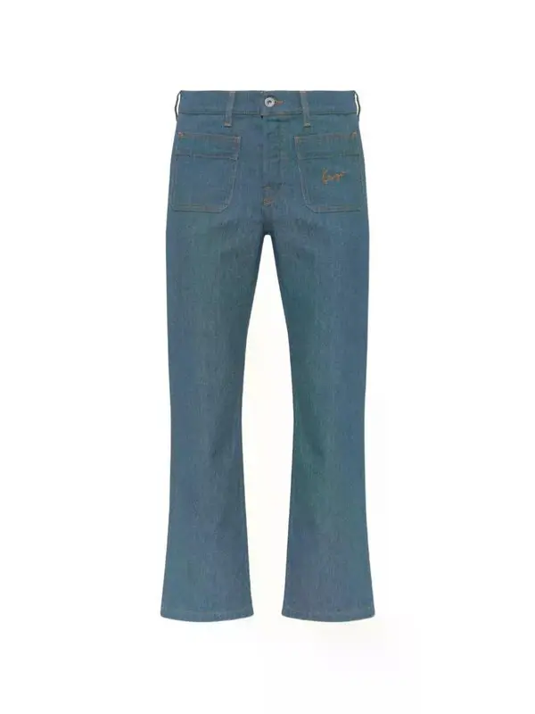 Kenzo Logo-embroidered Patch-pocket Jeans - Blue