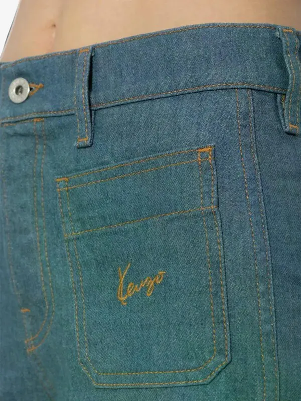 Kenzo Logo-embroidered Patch-pocket Jeans