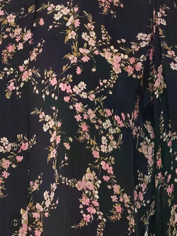 TWINSET Floral Print Band Collar Long Puff Sleeve Shirt