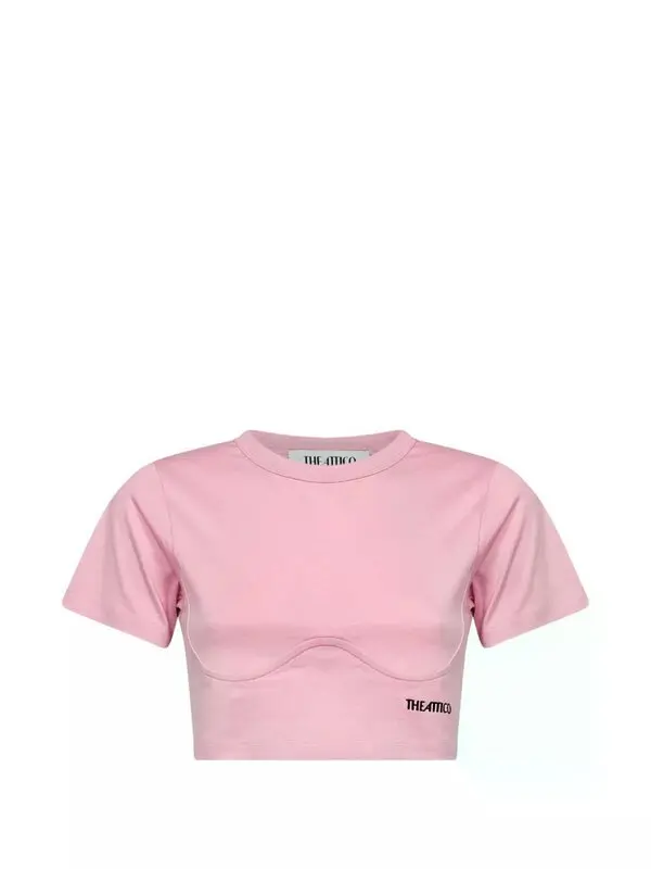 Attico Logo-embroidered T-shirt - Pink