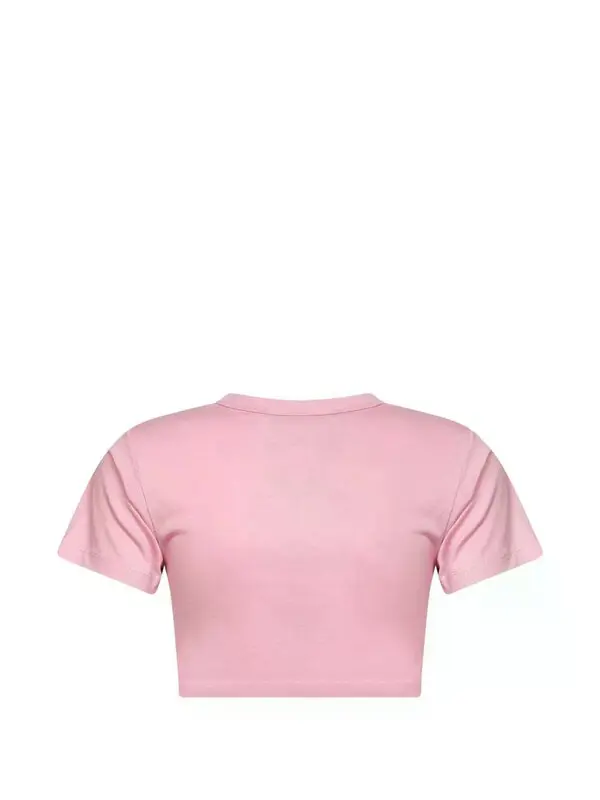 Attico Logo Embroidered Cropped T-shirt - Pink