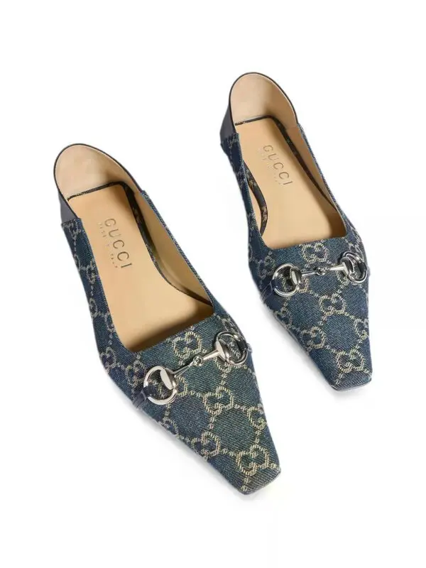Gucci Gg Canvas Ballet Flats With Horsebit Detail