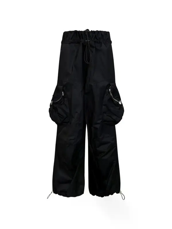 Attico Drawstring-waist Cargo-pockets Trousers - Black