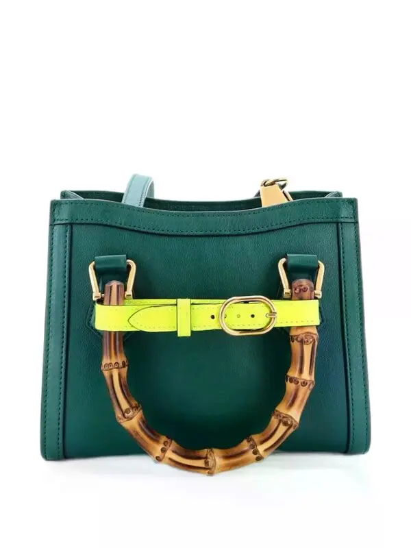 Gucci Diana Nm Bamboo Handle Tote Leather Mini Crossbody Bag - Green