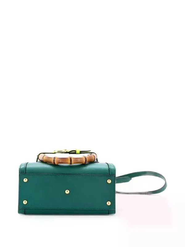Gucci Diana Nm Bamboo Handle Tote Leather Mini Crossbody Bag - Green