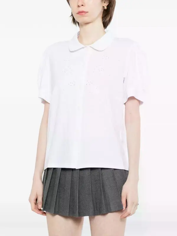 AGNES B. Broderie Anglaise Puff Sleeve Blouse