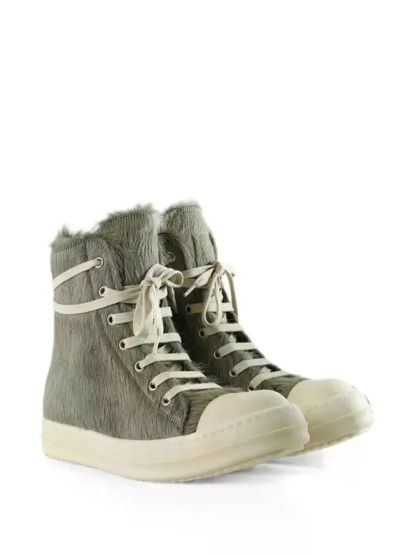 Rick Owens Fur-texture High-top Sneakers - Green