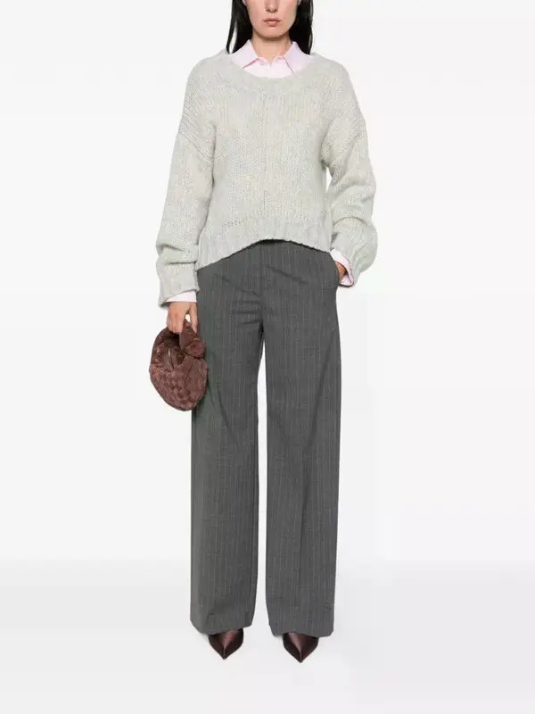 EMERSON RENALDI Chunky Knit Crew Neck Sweater - Grey