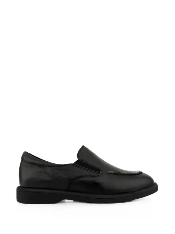 LINDA BAUMANN Grainy Leather Loafers - Black