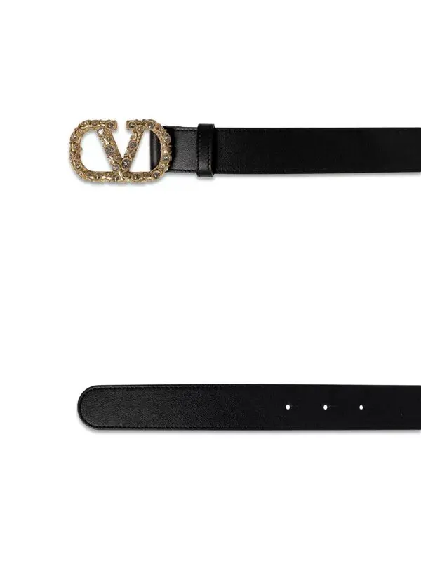 Valentino Garavani Vlogo Crystal-embellished Leather Belt