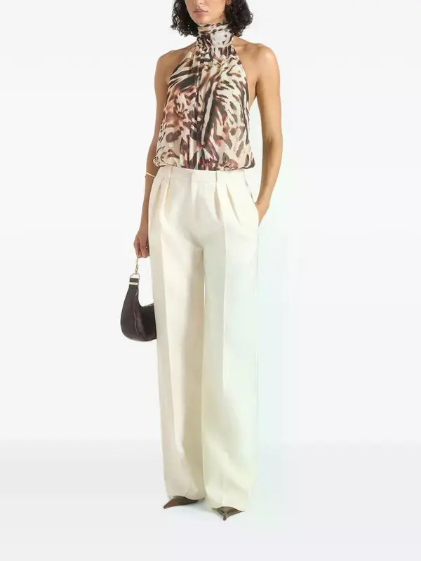 Manière De Voir Phoebe Animal Print Tie-neck Halter Top