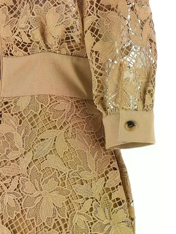 Elie Saab Floral Macramé Midi Dress - Neutrals