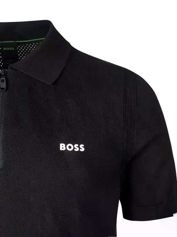 BOSS Logo-print Quarter-zip T-shirt