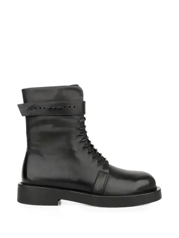 LINDA BAUMANN Buckled Lace-up Ankle Boots - Black