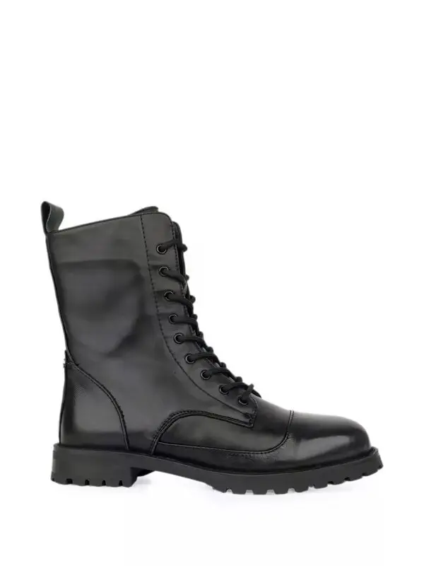 LINDA BAUMANN Leather Lace-up Combat Boots