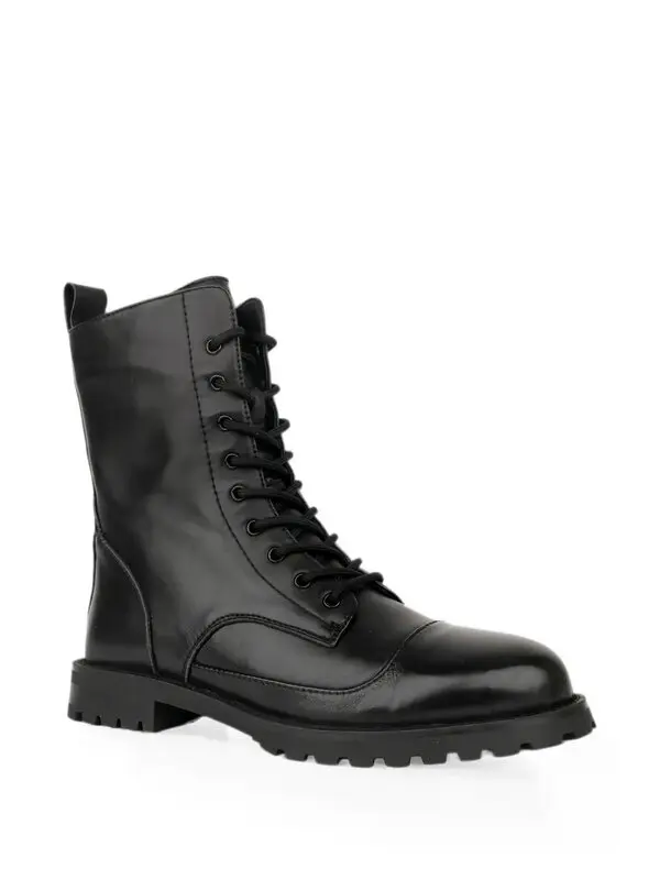 LINDA BAUMANN Leather Lace-up Combat Boots