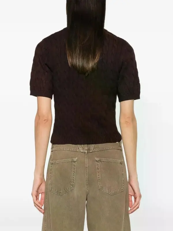 GESTUZ Cable-knit Polo Sweater