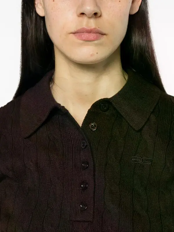GESTUZ Cable-knit Polo Sweater